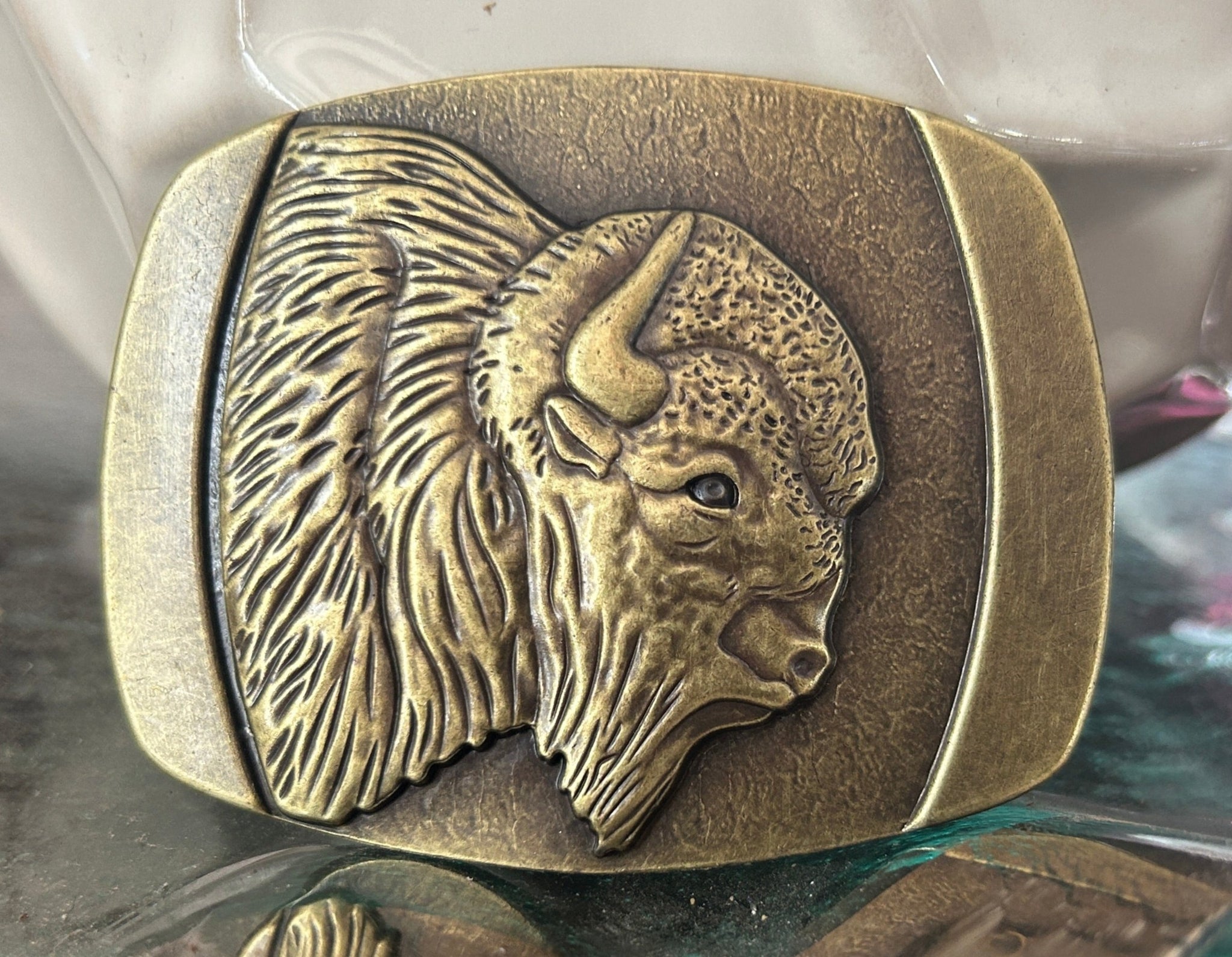 Brass Bison Belt Buckle